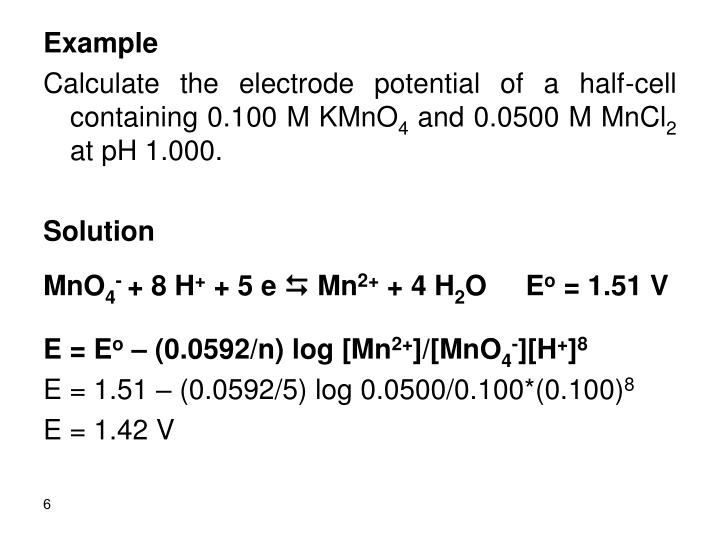 PPT - Calculating the Cell Potential PowerPoint Presentation - ID:4347397