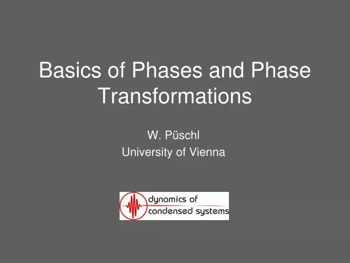 PPT - Basics of Phases and Phase Transformations PowerPoint ...