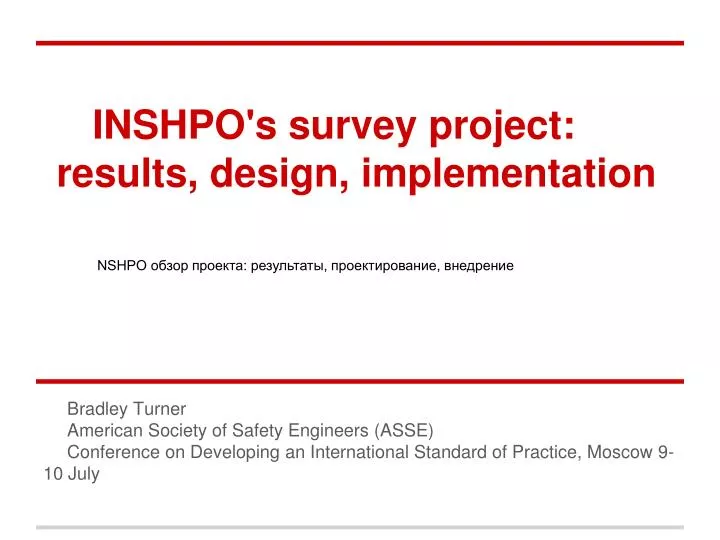 PPT - INSHPO's survey project: results, design, implementation ...