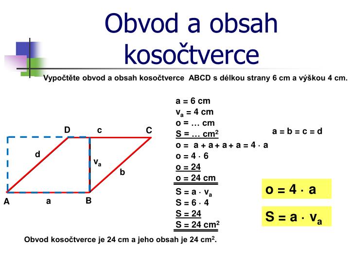 PPT - Obvod a obsah rovnoběžníků PowerPoint Presentation - ID:4349708