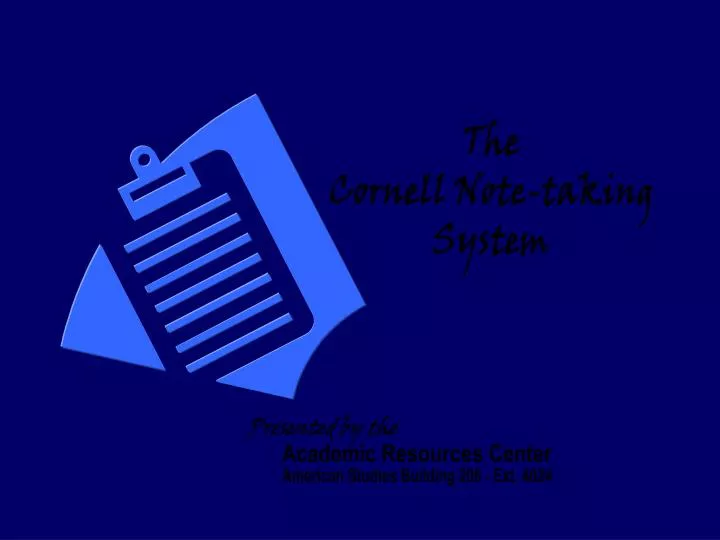 PPT - The Cornell Note-taking System PowerPoint Presentation, free ...