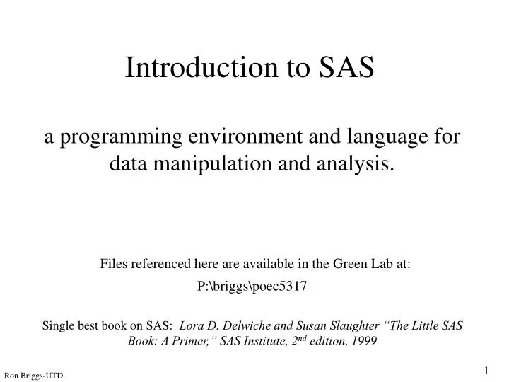 PPT - Introduction to SAS PowerPoint Presentation, free download - ID ...