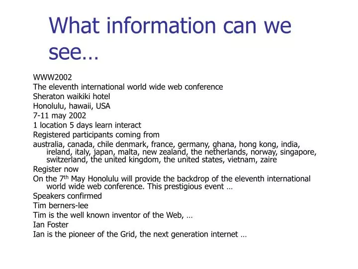 PPT - What information can we see… PowerPoint Presentation, free ...