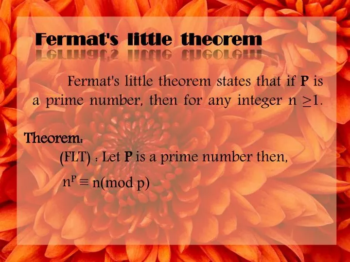 PPT - Fermat's little theorem PowerPoint Presentation, free download ...