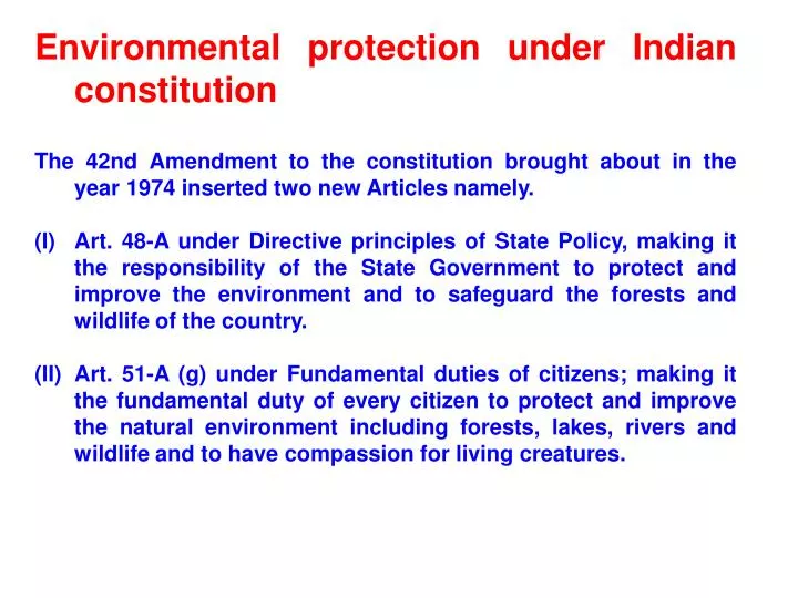 PPT - Environmental protection under Indian constitution PowerPoint ...