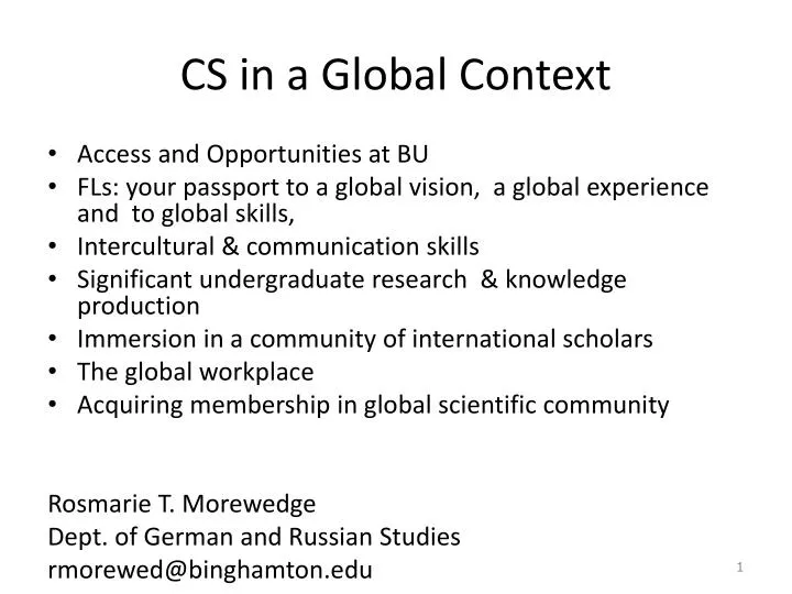 PPT - CS in a Global Context PowerPoint Presentation, free download ...