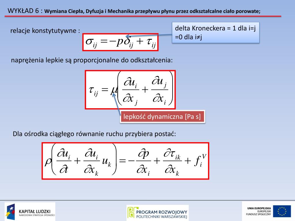 PPT - WYKŁAD 6 : Wymiana Ciepła, Dyfuzja i Mechanika przepływu płynu ...