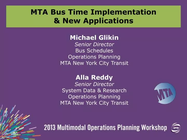PPT - MTA Bus Time Implementation & New Applications PowerPoint ...