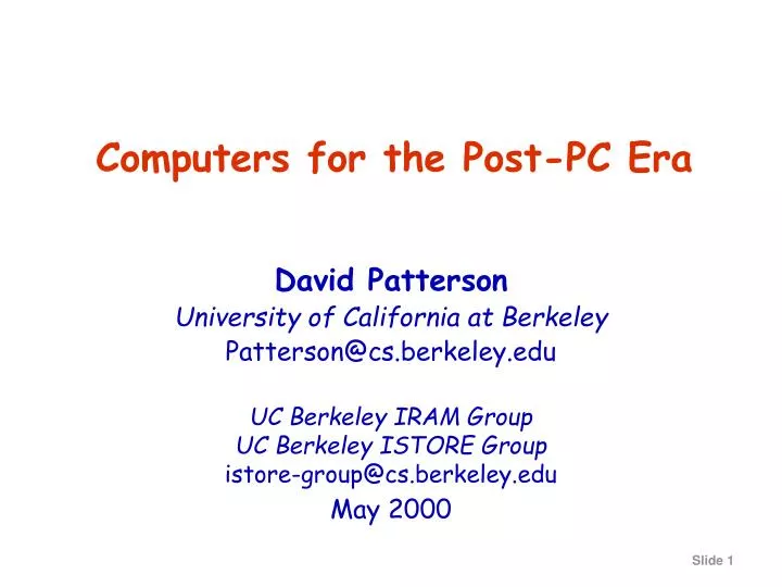PPT - Computers for the Post-PC Era PowerPoint Presentation, free ...