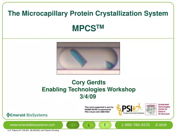 PPT - The Microcapillary Protein Crystallization System MPCS TM ...