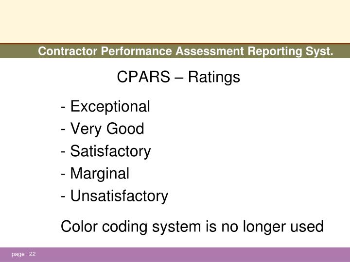 PPT - Contractor Performance Assessment Reporting System (CPARS) August ...