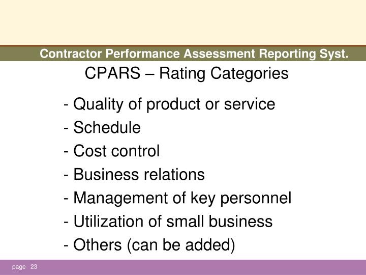PPT - Contractor Performance Assessment Reporting System (CPARS) August ...