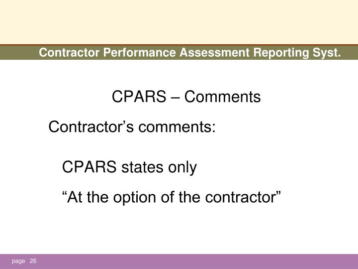 PPT - Contractor Performance Assessment Reporting System (CPARS) August ...