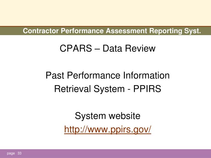 PPT - Contractor Performance Assessment Reporting System (CPARS) August ...