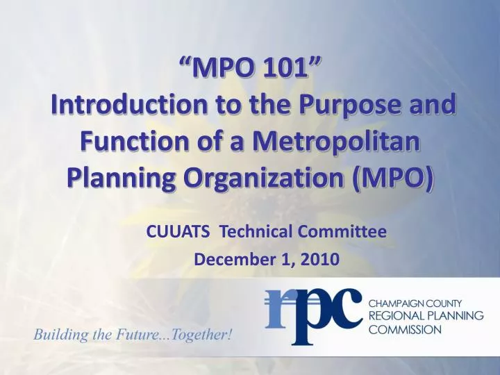 PPT - “MPO 101” Introduction to the Purpose and Function of a ...