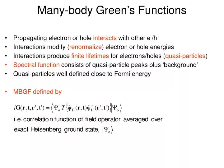 PPT - Many-body Green’s Functions PowerPoint Presentation, free ...
