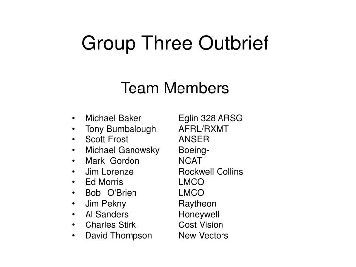 PPT - Group Three Outbrief Team Members PowerPoint Presentation, free ...