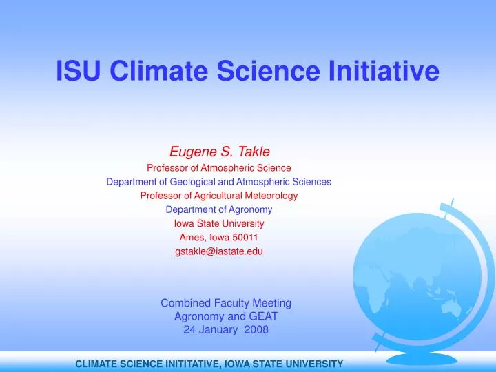 PPT - ISU Climate Science Initiative PowerPoint Presentation, free ...