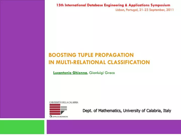 Ppt B Oosting Tuple Propagation In Multi Relational Classification Powerpoint Presentation
