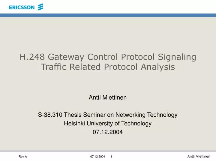 PPT - H.248 Gateway Control Protocol Signaling Traffic Related Protocol ...