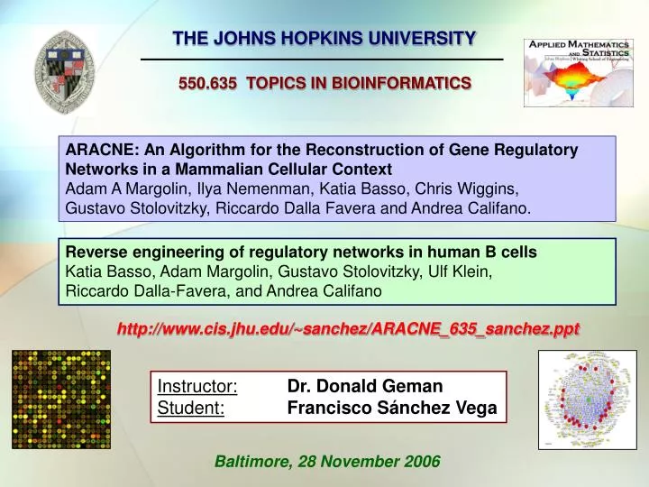 PPT - ARACNE: An Algorithm for the Reconstruction of Gene Regulatory ...