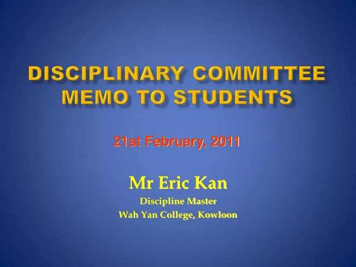 PPT - Disciplinary Committee Memo to Students PowerPoint Presentation ...