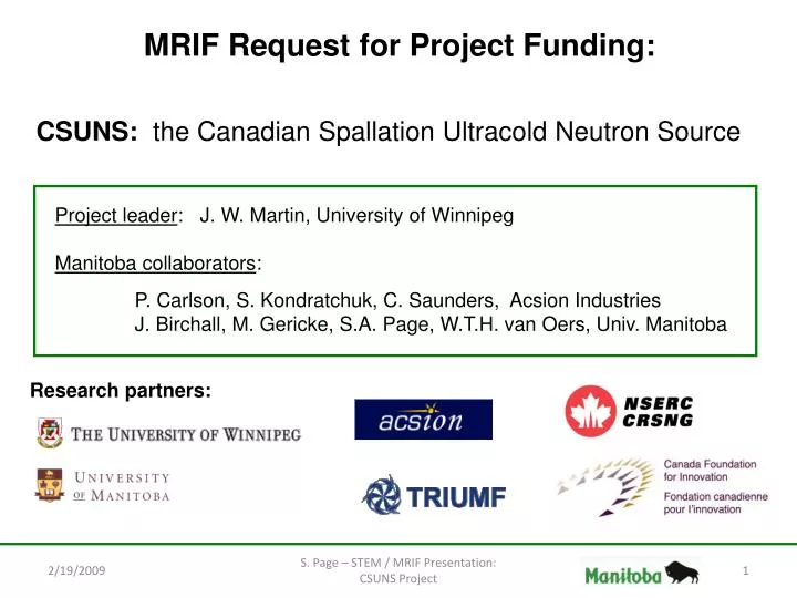 PPT - MRIF Request for Project Funding: PowerPoint Presentation, free ...