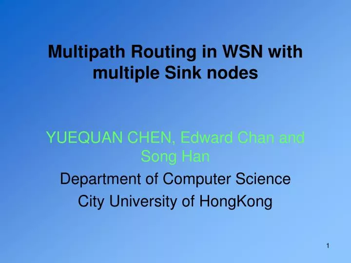 PPT - Multipath Routing in WSN with multiple Sink nodes PowerPoint Presentation - ID:4365467