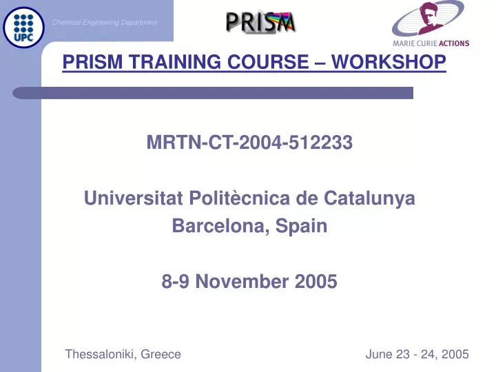 PPT - PRISM TRAINING COURSE – WORKSHOP PowerPoint Presentation, free ...