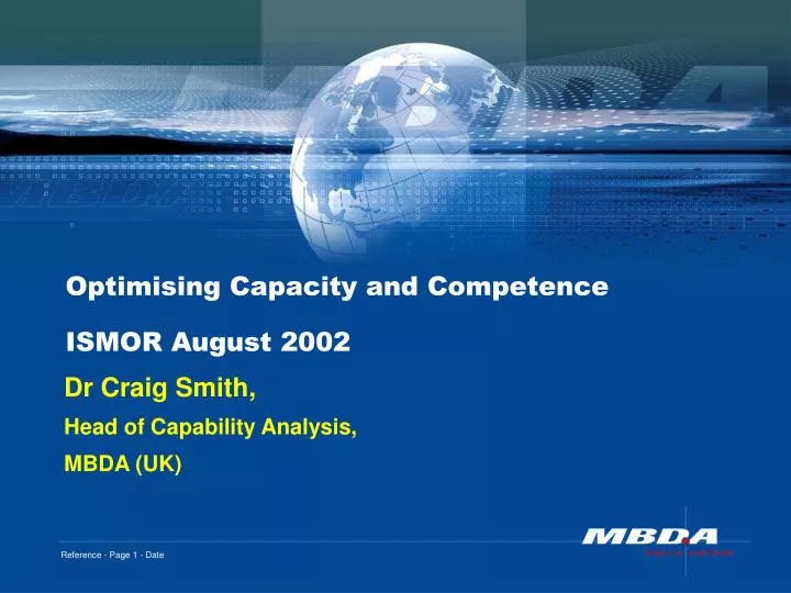 PPT - Optimising Capacity and Competence ISMOR August 2002 PowerPoint ...