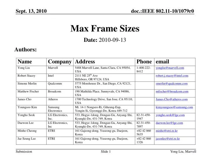 PPT - Max Frame Sizes PowerPoint Presentation, free download - ID:4369633