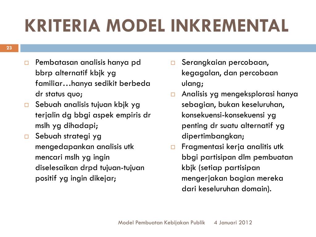 PPT - Model rasional dan model inkremental dalam pembuatan kebijakan ...