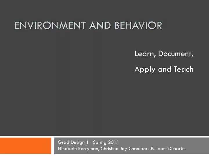 PPT - Environment and Behavior PowerPoint Presentation, free download ...