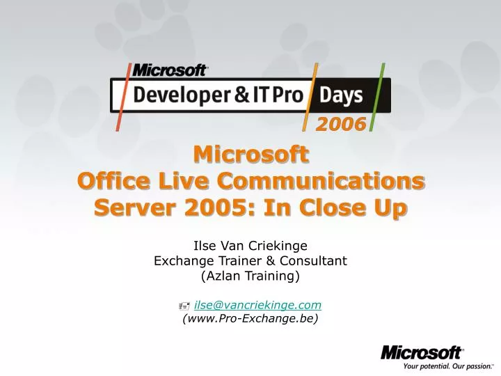 PPT - Microsoft Office Live Communications Server 2005: In Close Up ...