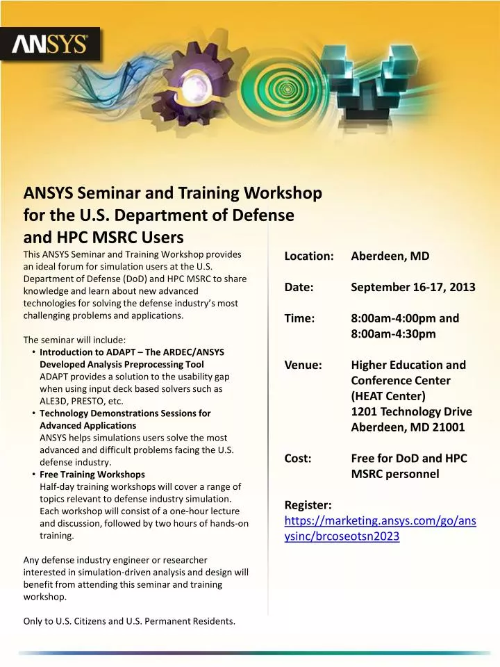 PPT - ANSYS Seminar and Training Workshop for the U.S. Department of ...