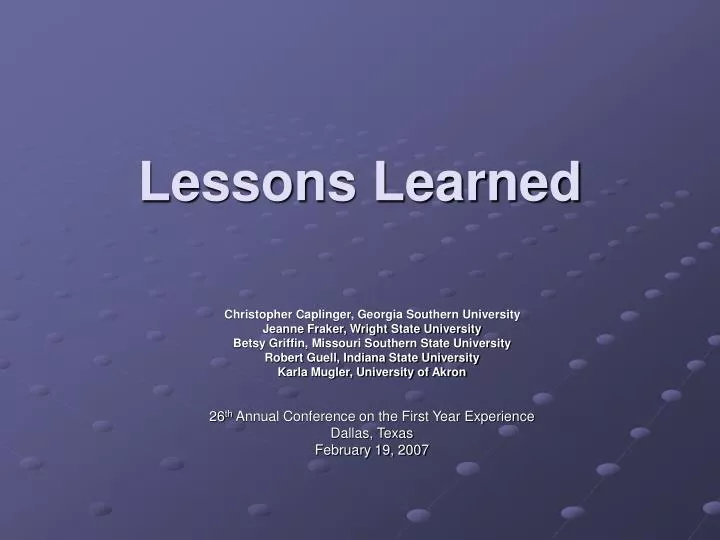 PPT - Lessons Learned PowerPoint Presentation, free download - ID:4374000