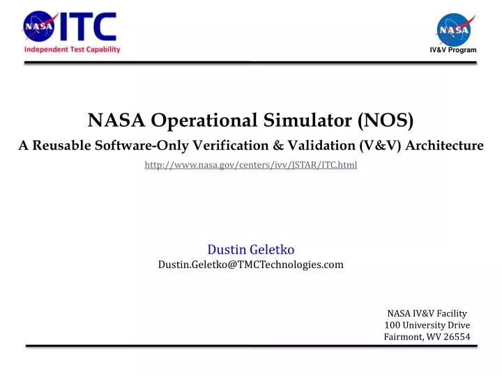 PPT - NASA Operational Simulator (NOS) PowerPoint Presentation, free ...