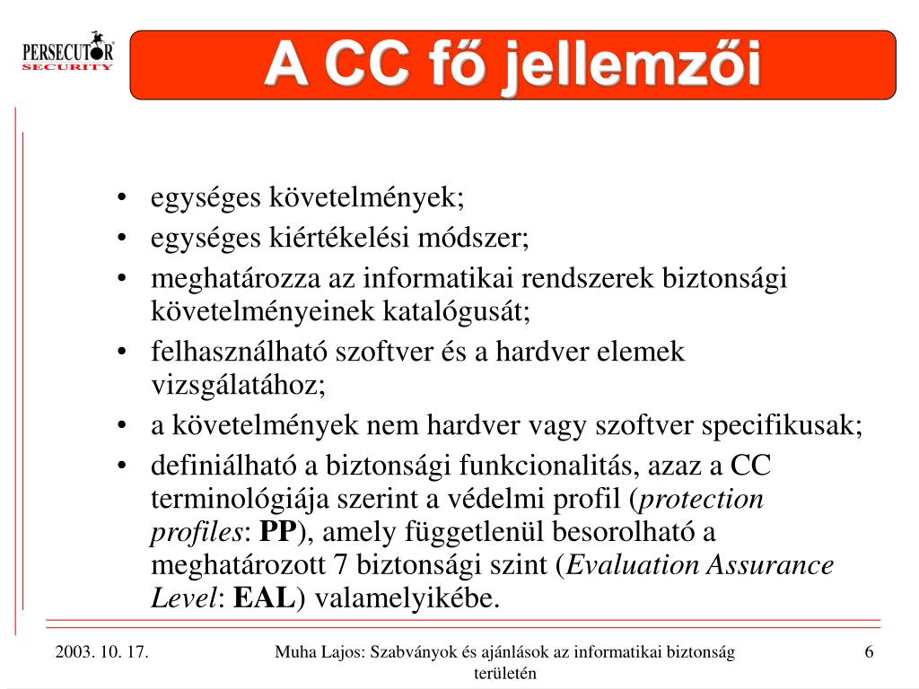 PPT - Szabványok és ajánlások az informatikai biztonság területén Muha ...