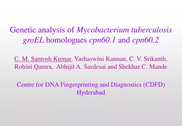 PPT - Chaperonin 60 (Cpn60) is a member of the heat shock protein ...