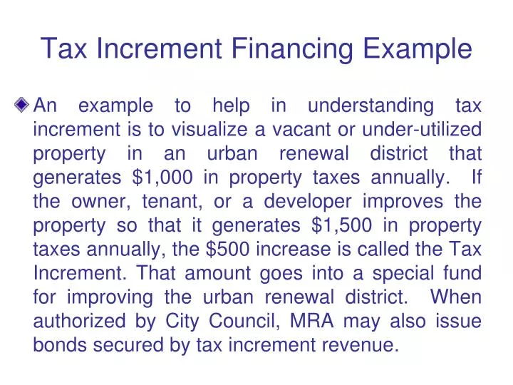 PPT - Tax Increment Financing Example PowerPoint Presentation, free ...
