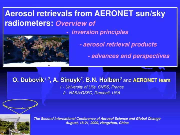 PPT - Aerosol retrievals from AERONET sun/sky radiometers: Overview of ...