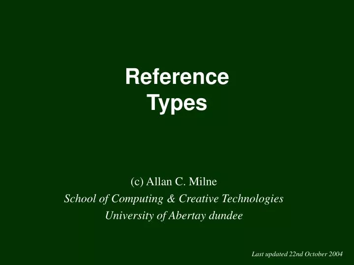 PPT - Reference Types PowerPoint Presentation, free download - ID:4391189