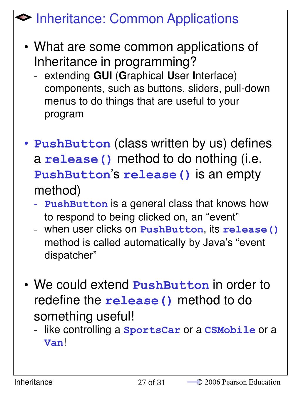 Ppt Inheritance Class Hierarchies Extending Objects Abstract Methods Abstract Classes