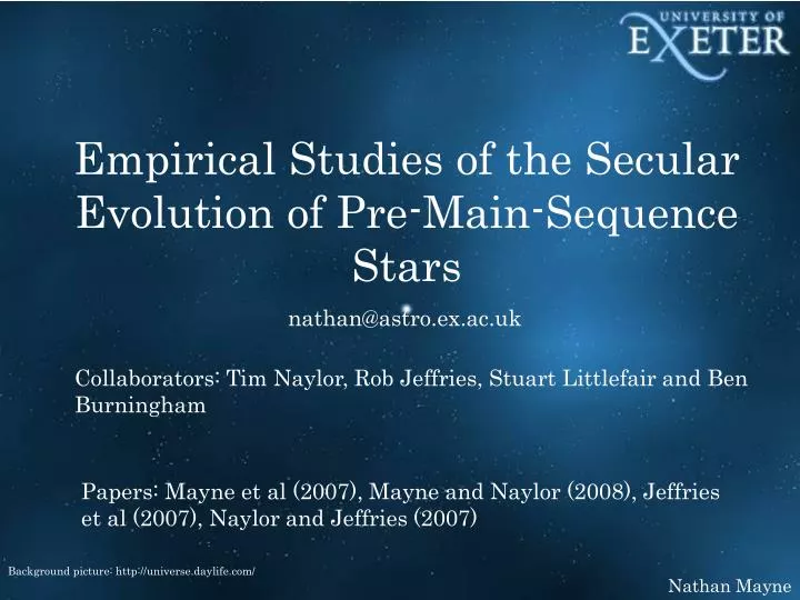 PPT - Empirical Studies of the Secular Evolution of Pre-Main-Sequence ...