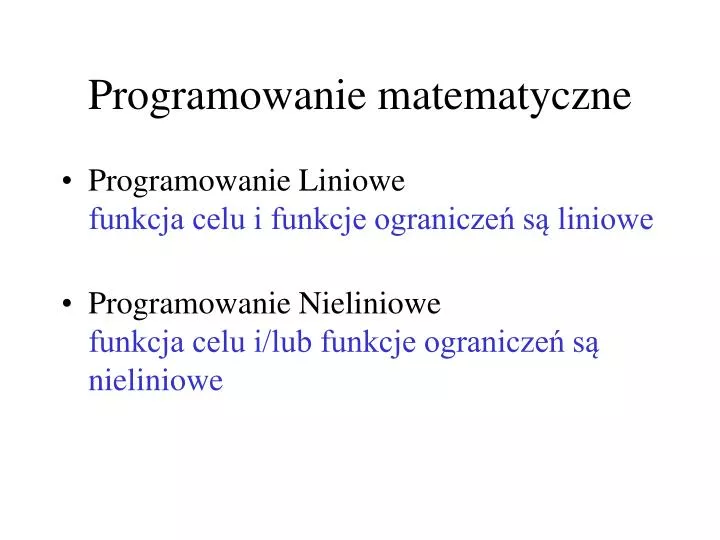 PPT - Programowanie matematyczne PowerPoint Presentation, free download ...