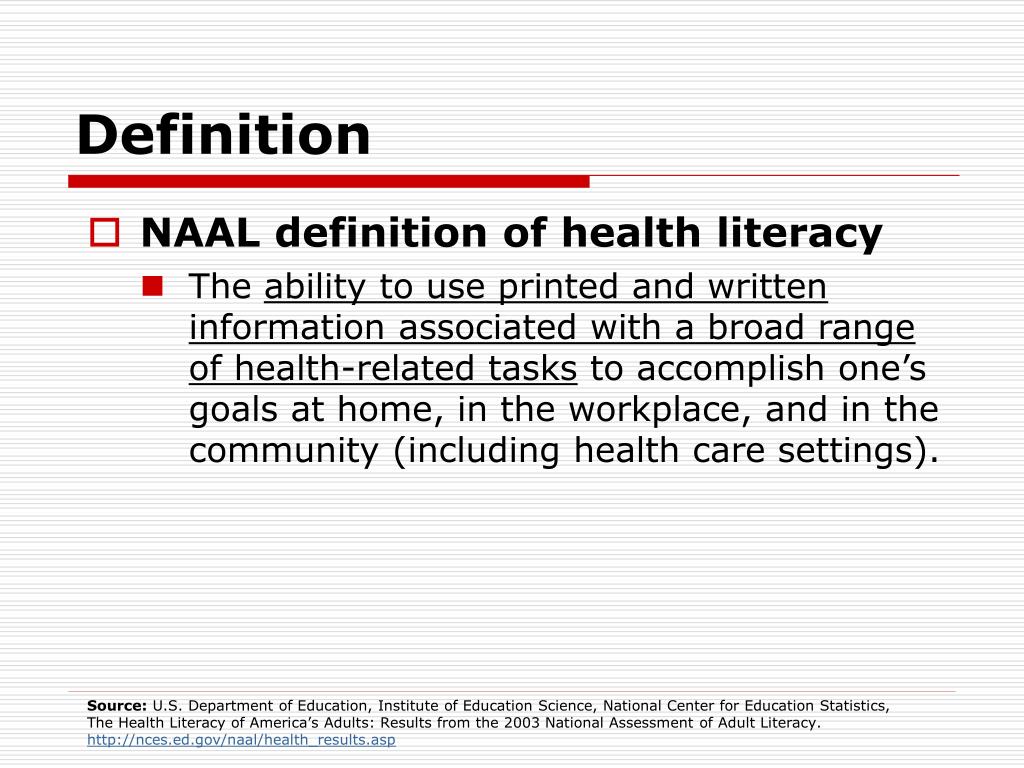 PPT - The Health Literacy of America’s Adults PowerPoint Presentation ...