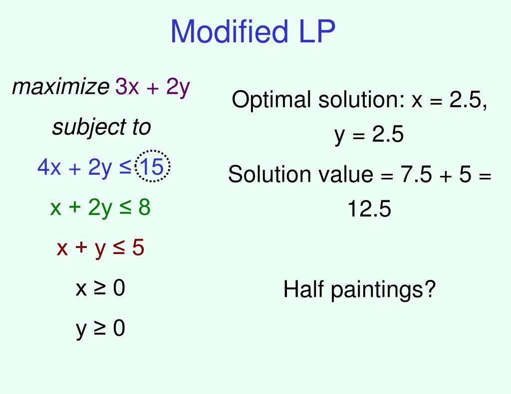 Ppt Cps 5904 Brief Introduction To Linear And Mixed Integer Programming Powerpoint
