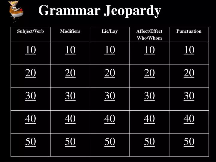 PPT - Grammar Jeopardy PowerPoint Presentation, free download - ID:4403995