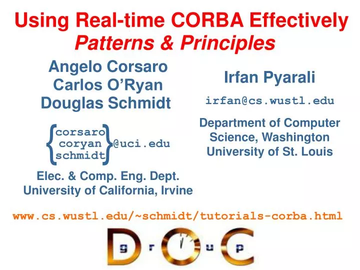 PPT - Using Real-time CORBA Effectively Patterns & Principles ...