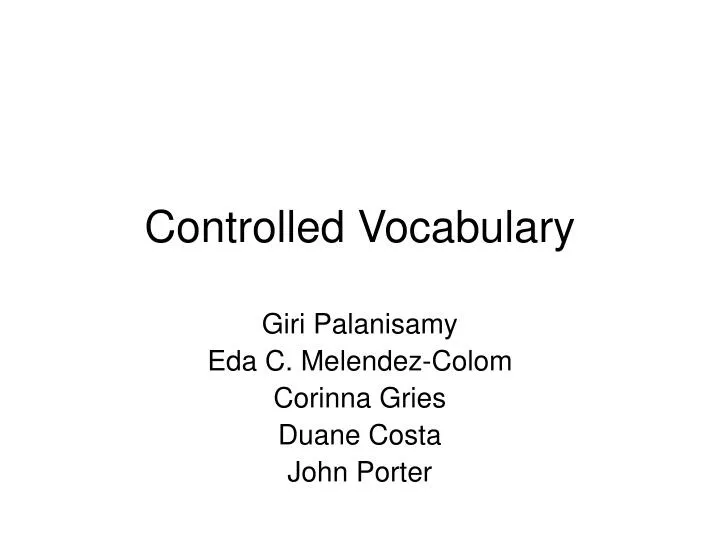 PPT - Controlled Vocabulary PowerPoint Presentation, free download - ID ...